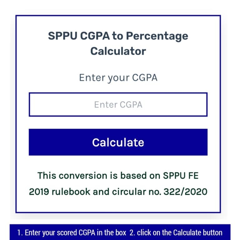 SPPU CGPA to Percentage Calculator | Convert CGPA, SGPA to Percentage ...